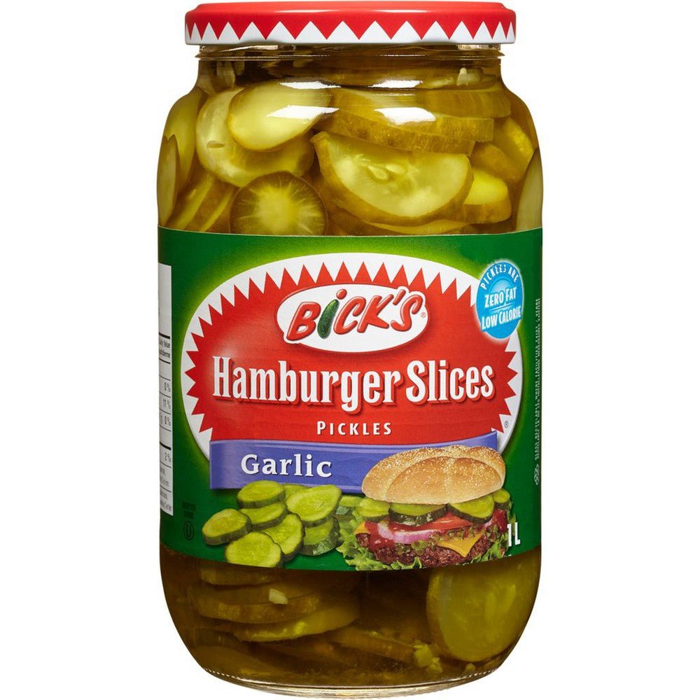 Bicks Hamburger Slices Pickles Garlic (1L) | Brandco Direct Inc
