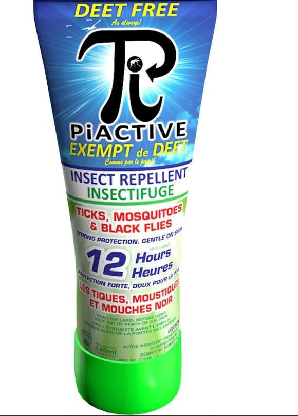 PIACTIVE DEET-Free Insect Repellent Lotion 120ml – 12-Hour Protection from Mosquitoes & Ticks ...