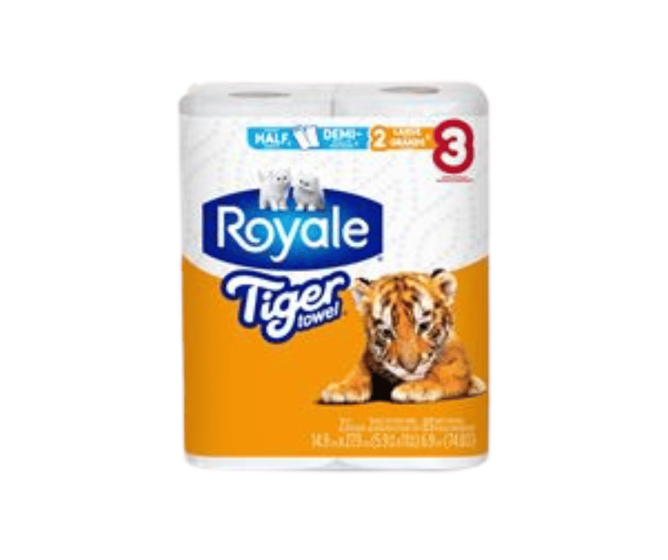 Royale Tiger Paper Towel 2LR=3R 2Ply 83S (2Rolls) | Brandco Direct Inc